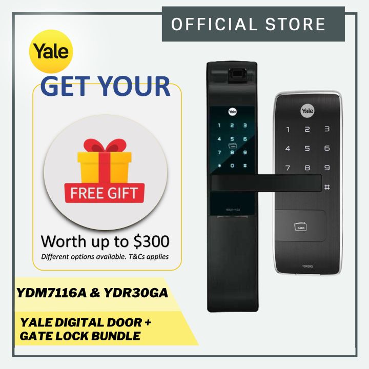 Yale YDR30GA Gate & YDM7116A Matte Black Door Digital Lock Bundle ...