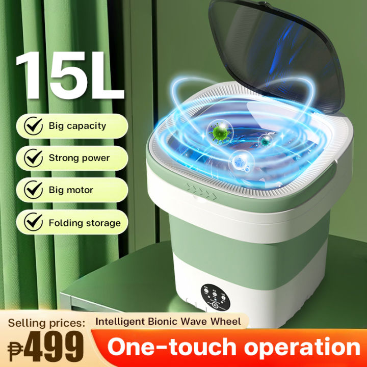JMStyle 15L large capacity Folding mini washing machine automatic turbo ...