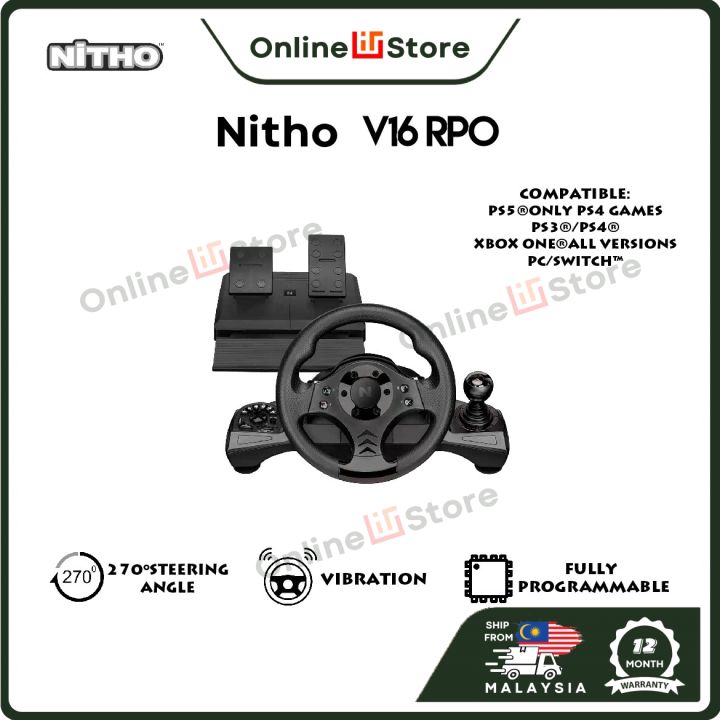 Nitho Drive Pro V16 Racing Wheel & Pedal Set MLT-DP16-K, Compatible ...
