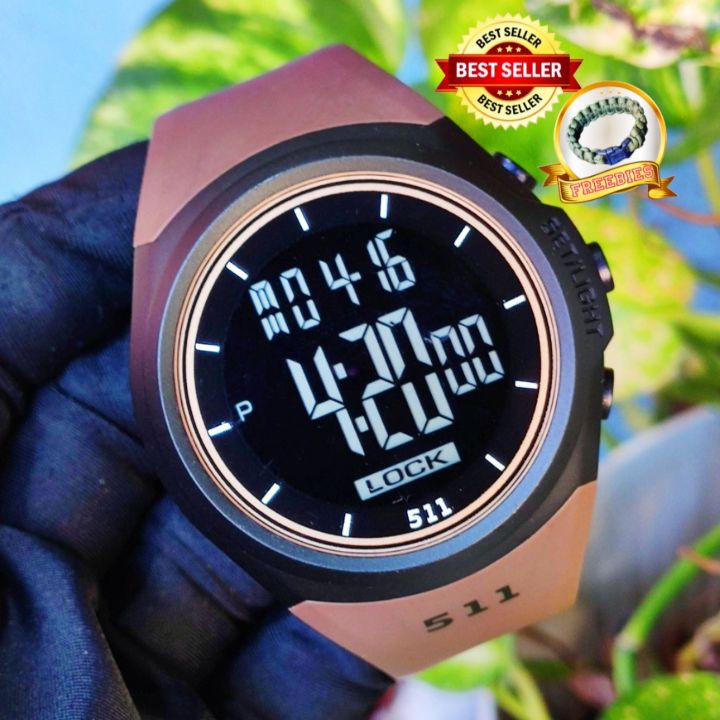 Daily Buddy Tactical 511 Men's Watch Full Digital Steel Back Led Light ...