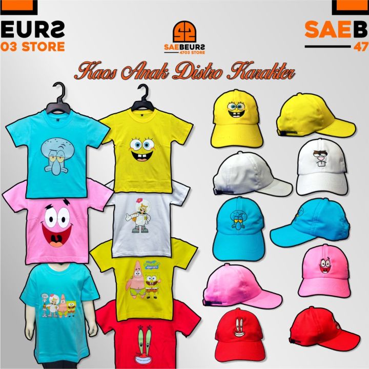 KAOS ANAK GRATIS TOPI KARAKTER SPONGEBOB PATRICK SQUIDWARD SANDY MR ...