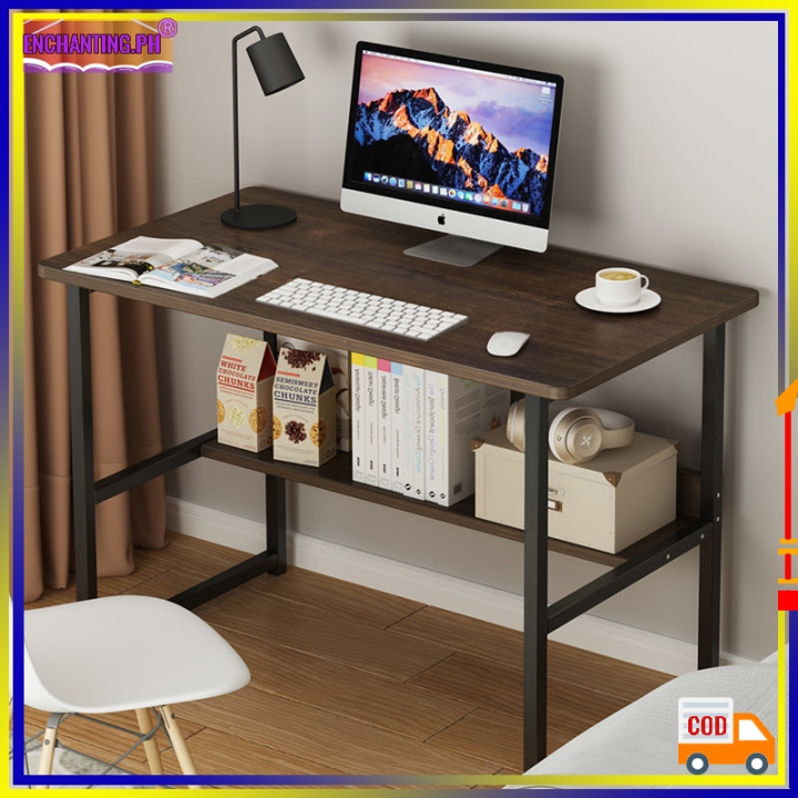 Two-tier PC computer desk with bookshelf for home computer desk and ...