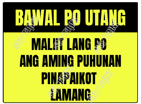 Bawal utang Sari Sari Store Sign - Laminated Signage | Lazada PH