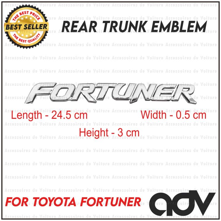 Toyota Fortuner FORTUNER Word Emblem Badge for Rear Trunk Chrome Coated ...