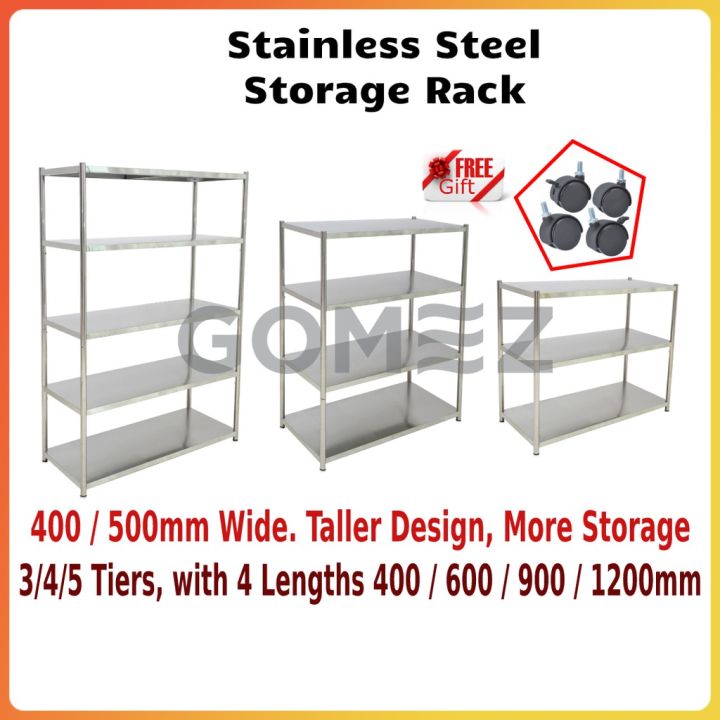 GOMEZ Stainless Steel Kitchen Storage Rack Shelf Rak Dapur Rak ...