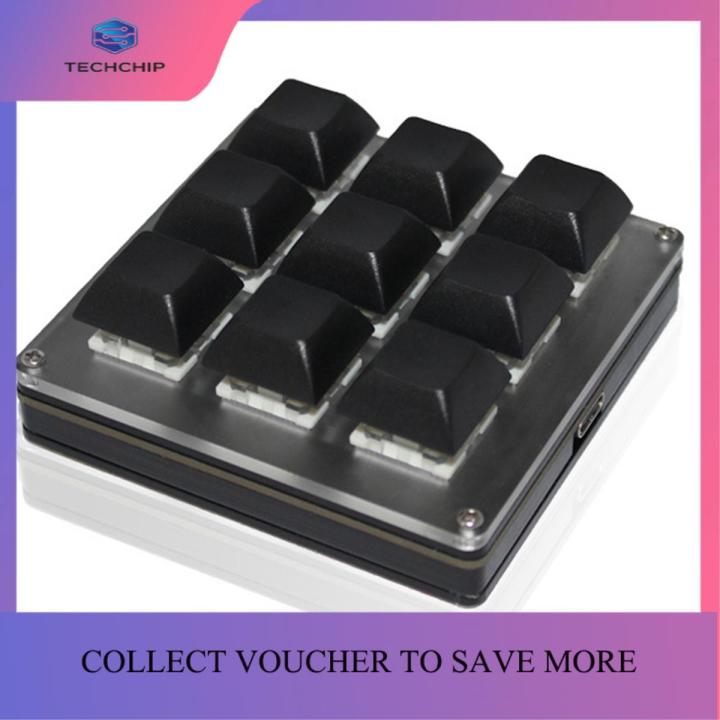 TECHCHIP-9-Key Wireless Customizable Keyboard 2.4G USB Bluetooth Tri ...