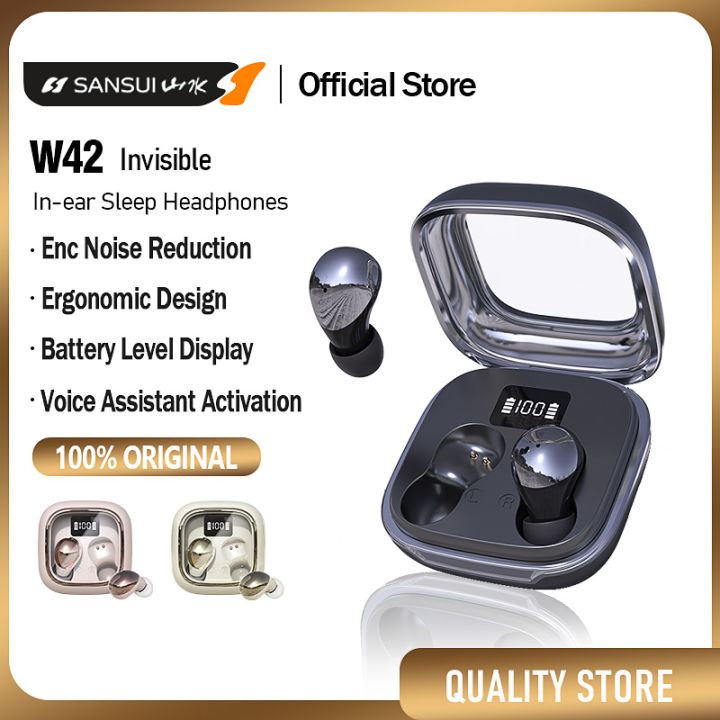 SANSUI W42 Wireless Sleep Earbuds with ENC, Battery Display & Bluetooth ...