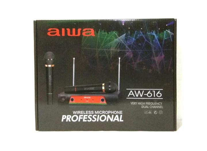 Microphone Aiwa AW-616 Wireless Double Mic | Lazada Indonesia