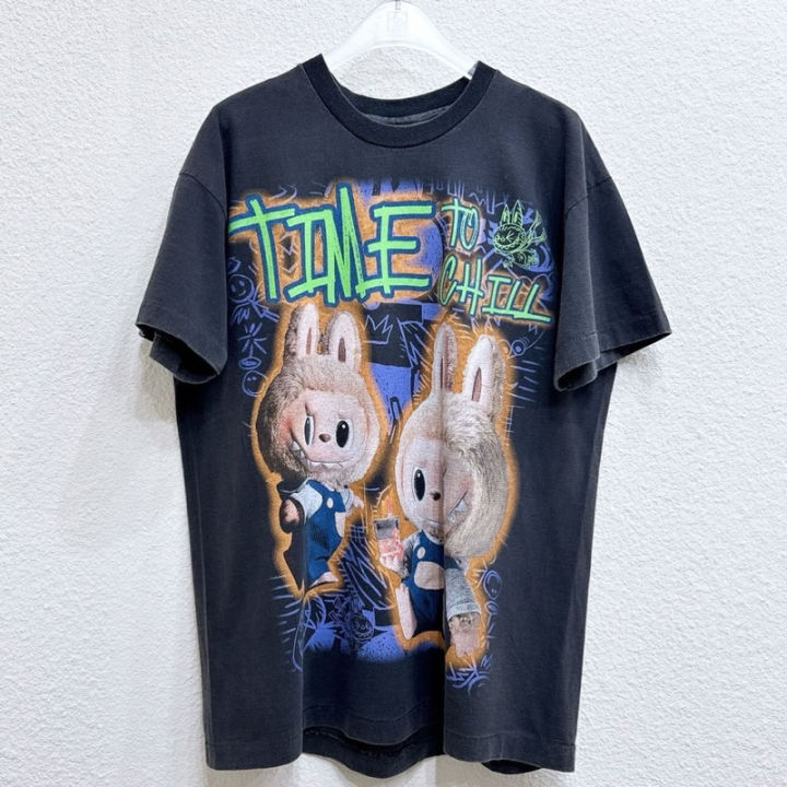 💘 HOT เสื้อยืดบู้สวน วินเทจทรง Labubu milk tea vintage tee เสื้อยืดสตรี ...