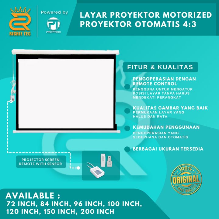 Screen proyektor 150 4:3 motorized 298cm X 223 cm | Lazada Indonesia