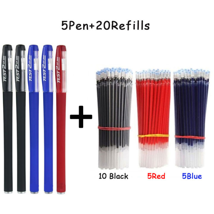 5 pen + 20 refill ballpen set Gel pen black gel ink color Office ...