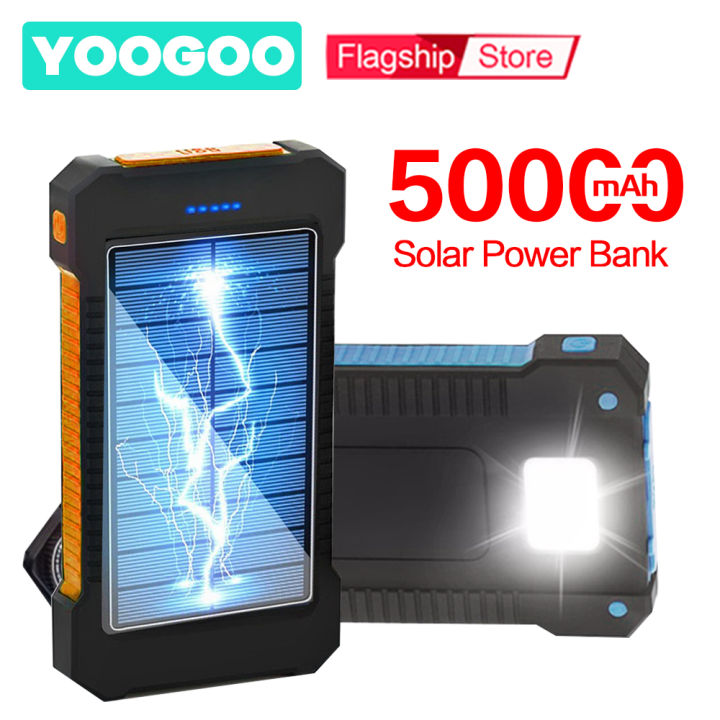 YOOGOO 50000mAh Solar Power Bank Charger USB Ports External Charger ...