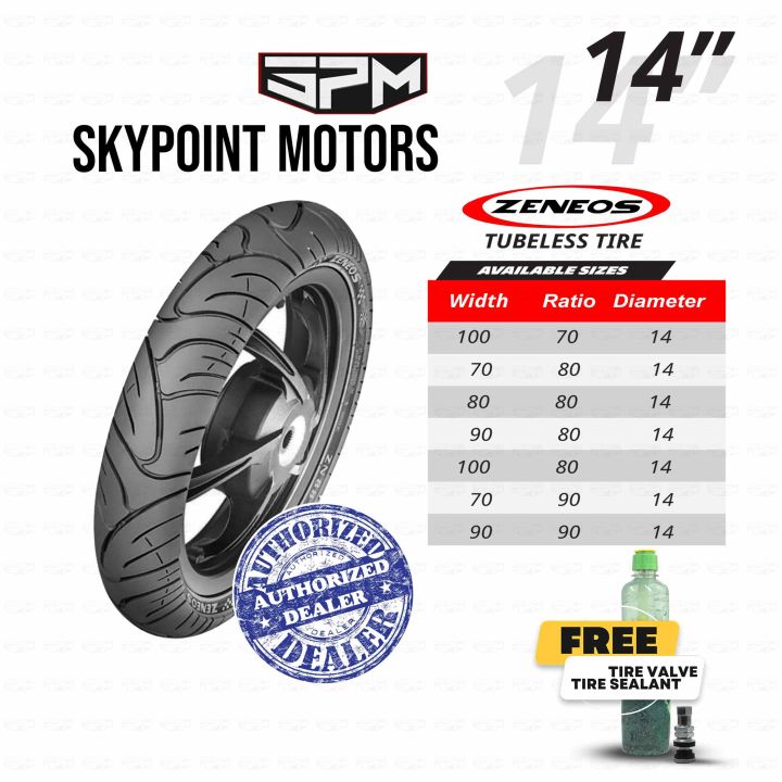 ZENEOS ZN88 MOTORCYCLE TUBELESS TIRE BY 14 SEALANT AND PITO (9414 ...