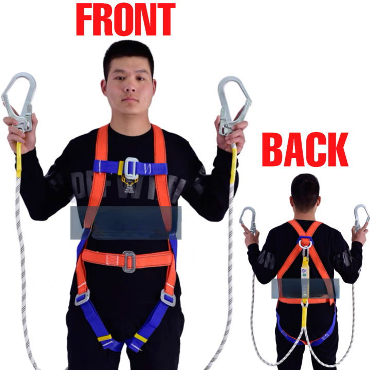 Double Large Hook Fall Protection Harness Full Body Safety Harness ...