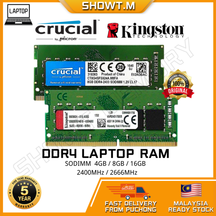 Kingston Crucial DDR4 SODIMM Laptop RAM Memory PC4 Memory 4GB 8GB 16GB 2400Mhz 2666Mhz 3200Mhz 1 ...