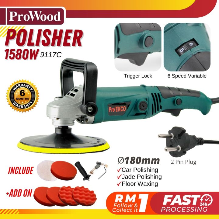 PRO' EKCO / FOX 9117C Polisher / Waxer 1580w 180mm ( 7" ) Car Polish ...