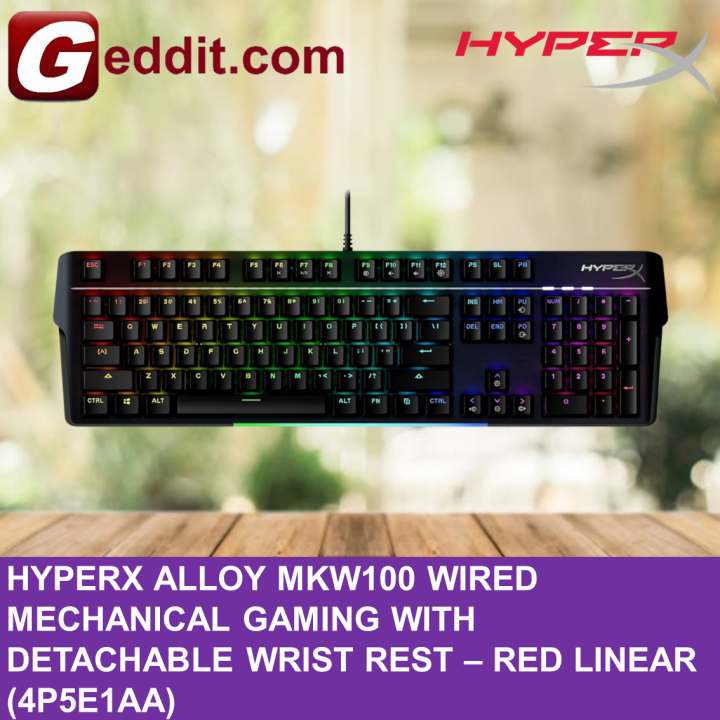 HYPERX ALLOY MKW100 WIRED MECHANICAL GAMING KEYBOARD WITH DETACHABLE WRIST REST – RED LINEAR ...