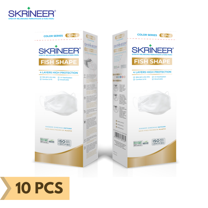 Skrineer Masker Fish Shape 4 ply Earloop White isi 10 pcs | Lazada ...