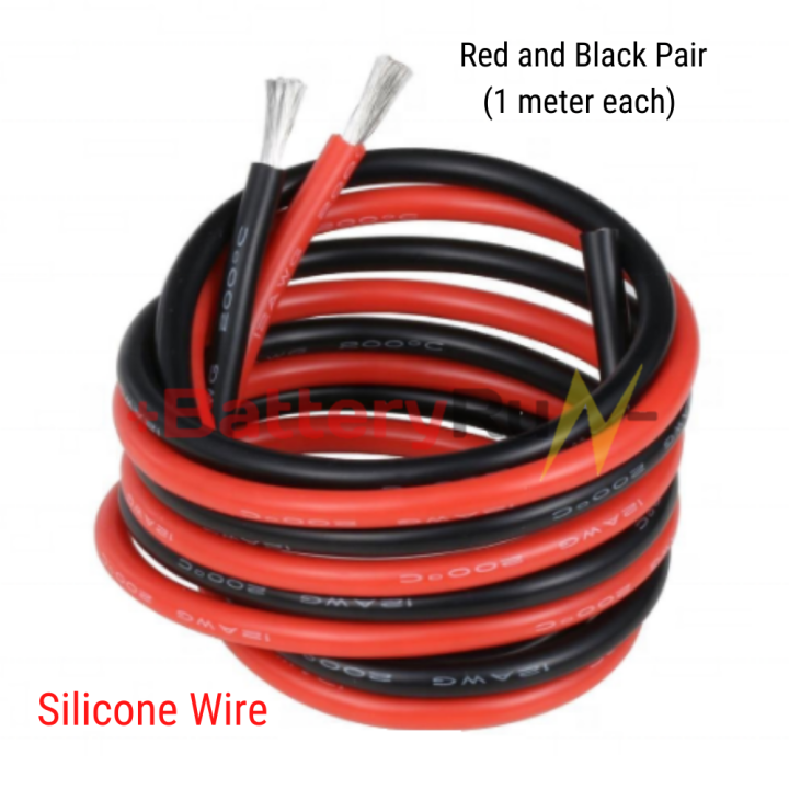 BRT: 1 meter silicone wire (Red + Black) 10 / 12 / 14 / 16 / 18 / 22 AWG Stranded Tinned Plated ...