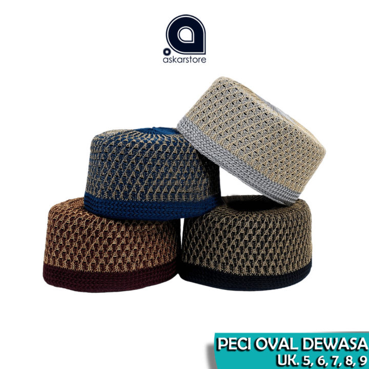 Kopiah Muslim Peci Songkok Rajut Oval Ukuran Dewasa Polos | Lazada ...