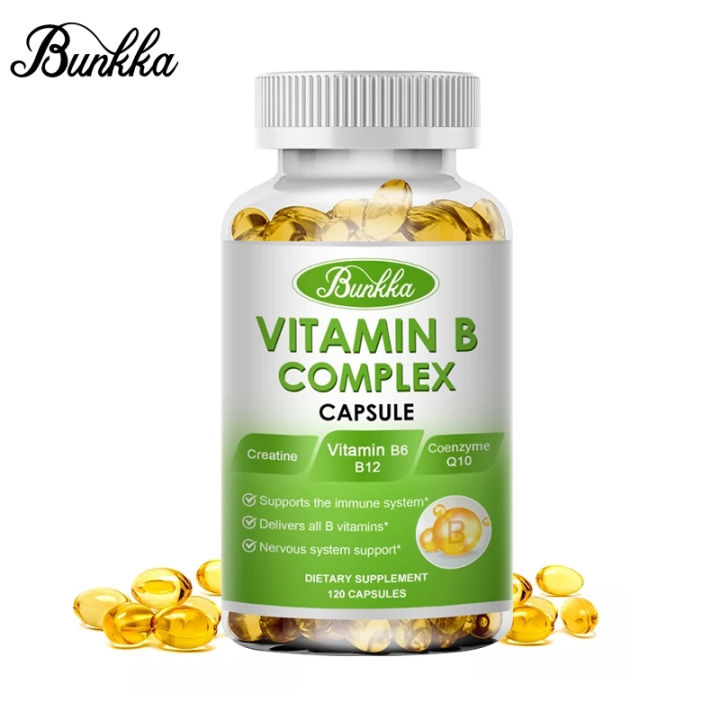 Vitamin B Complex Capsules with Vitamin B (B12, B1, B2, B3, B5, B6, B7 ...