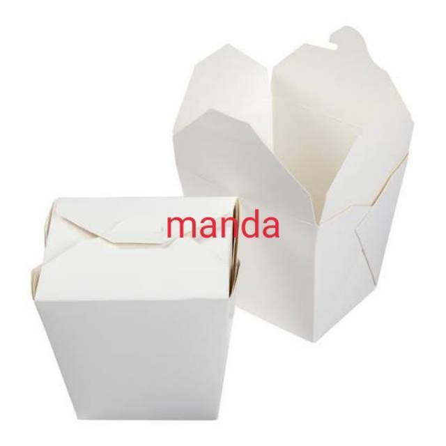Paper box food pail rice box kotak nasi makanan polos putih ukuran L 10 ...