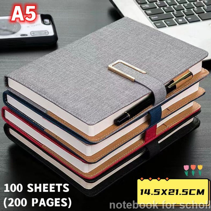 A5 Business Notebook PU Leather With Magnetic Snap Line Paper Notepad ...