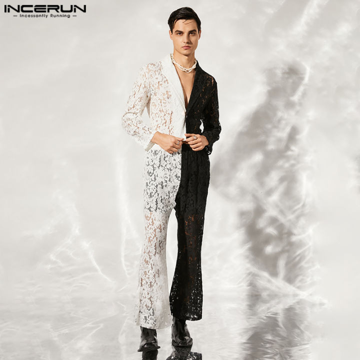 [เคลียร์สต๊อกขาย] INCERUN ชุดเสื้อและกางเกง2ชิ้นสำหรับผู้ชายแฟชั่นชุด ...