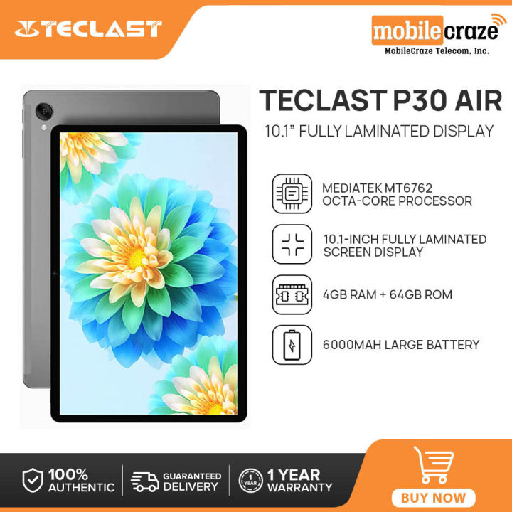 Teclast P30 Air Tablet | 4GB RAM+64GB ROM | Mediatek MT6762 | 10.1” FHD IPS Display | 8MP Rear ...