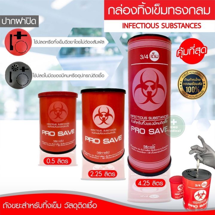 กล่องทิ้งเข็ม PRO SAVE ถังขยะติดเชื้อ ถังทิ้งเข็ม ถังทิ้งวัสดุมีคม ถัง ...