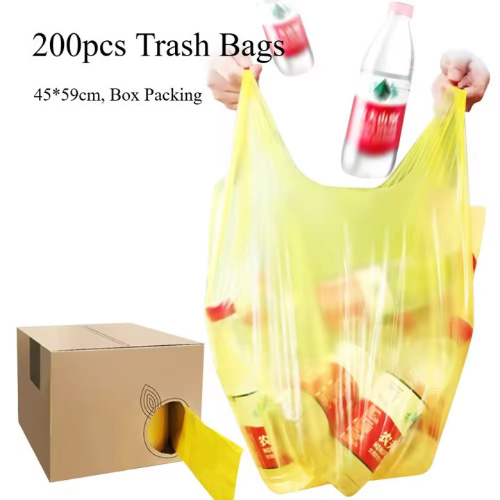 [SG Stock] 200pcs Thickened Trash Bag Vest-type Plastic Waste Bags ...