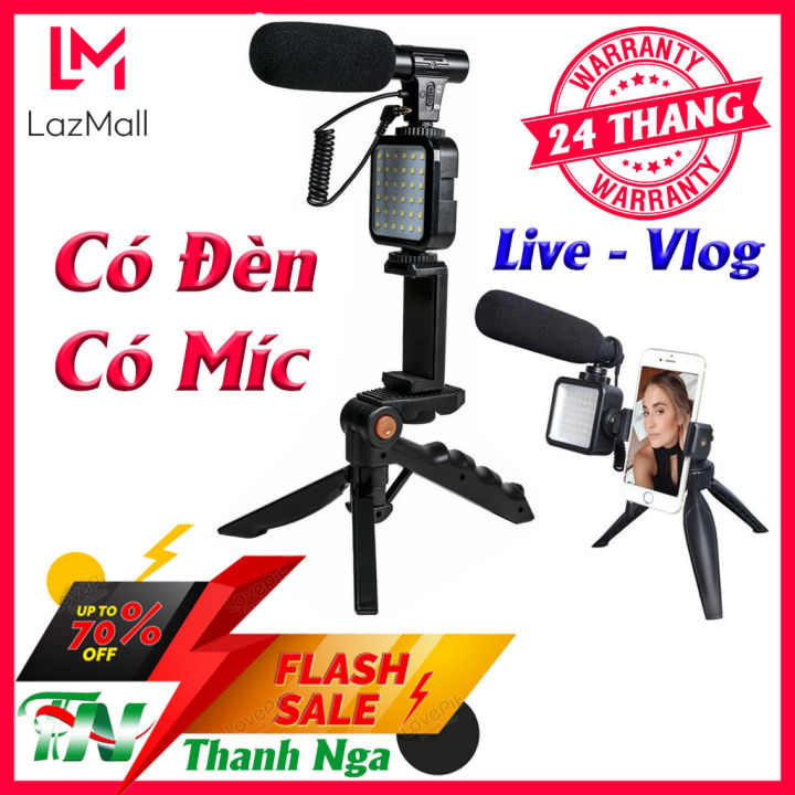 Gậy live stream quay vlog kèm mic, quay phim, chụp ảnh, quay tik tok ...