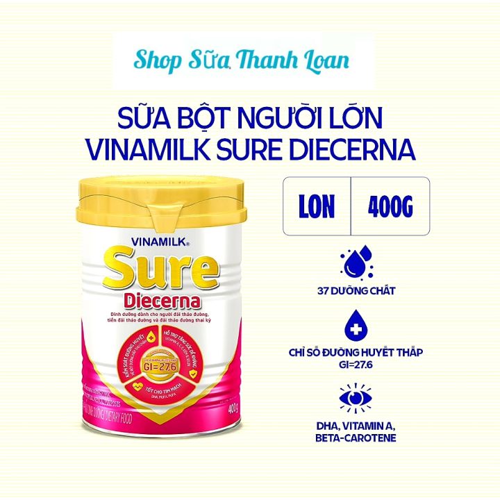 (HSD T8-2026) COMBO 2 LON SỮA BỘT VINAMILK SURE DIECERNA 400G. | Lazada.vn