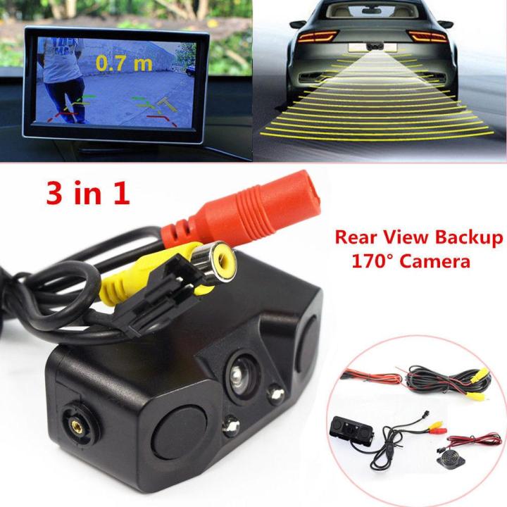 3 in 1 Car Parking sensor Rear View Camera with 2 Sensors Indicator ...