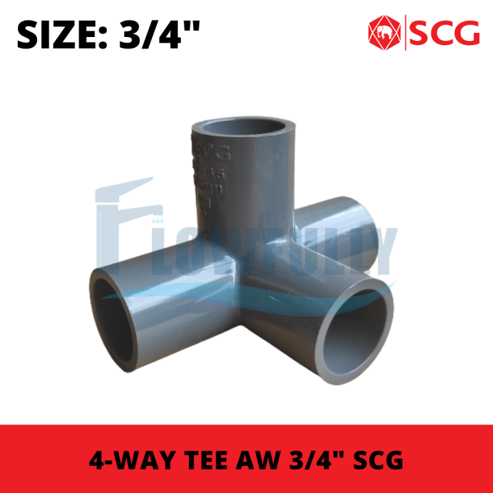 4 WAY TEE AW 3/4 INCH SCG PVC CROSS TEBAL TEE ELBOW 4 SUDUT 4 LUBANG ...
