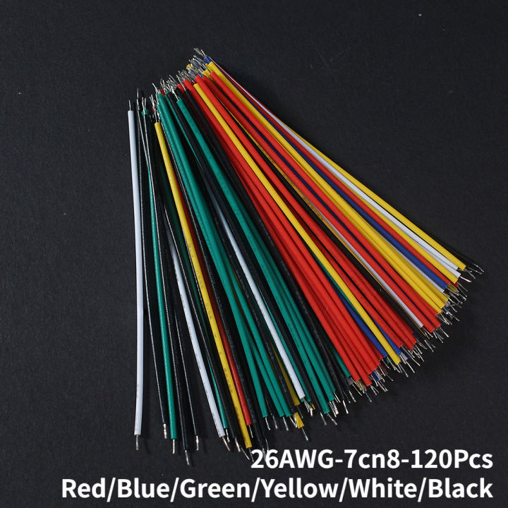 120PCS 26AEG 24AWG Tinned Wire Group Electronic Wire 7.8CM 6-color ...