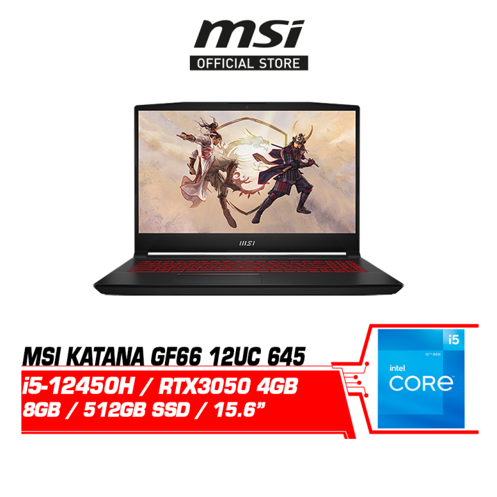 MSI Gaming Laptop Katana GF66 12UC 645 / 487 (15.6 Inch FHD IPS 144Hz | Intel I5/I7 12th Gen ...