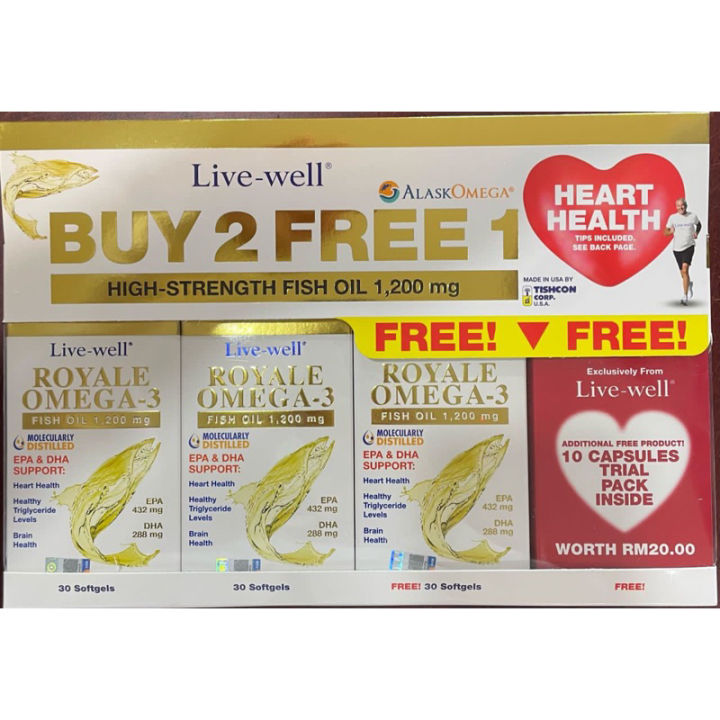 LIVE WELL ROYALE OMEGA 3 FISH OIL 1200MG 3X30'S(EXP:02/2027) | Lazada