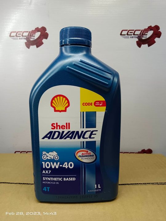 Shell Advance 4T SAE 10W-40 AX7 Synthetic Based Motorcycle Oil 1 Liter ...