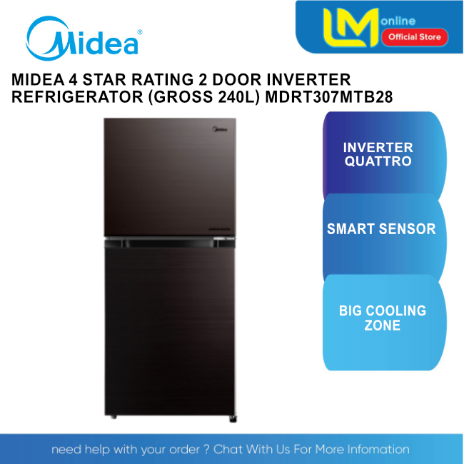 Midea 240L 2 Door Inverter Refrigerator MDRT307MTB28 | Lazada