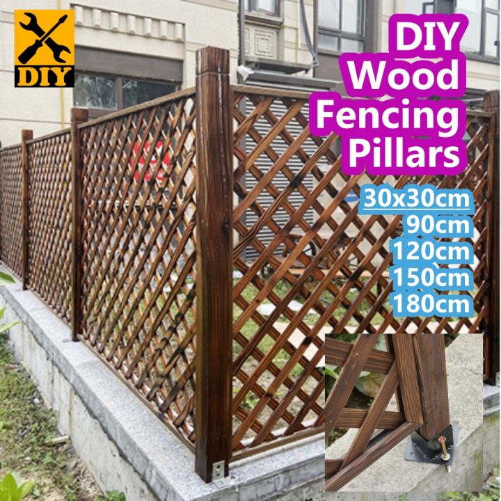Pagar Kayu Wood Fencing Pillar Accessories Wood Partition Garden Fence ...