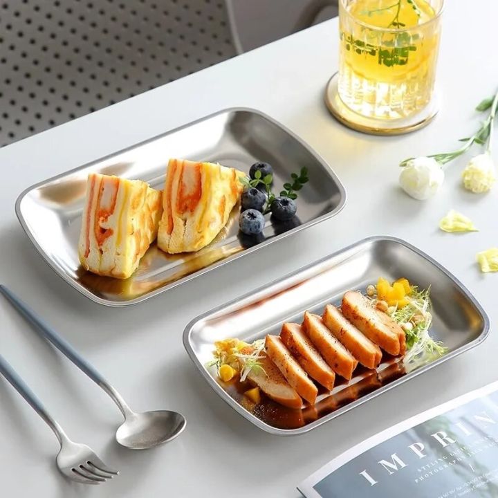 304 Stainless Steel Rectangular Barbecue Skewers Plate Pasta Dumpling ...
