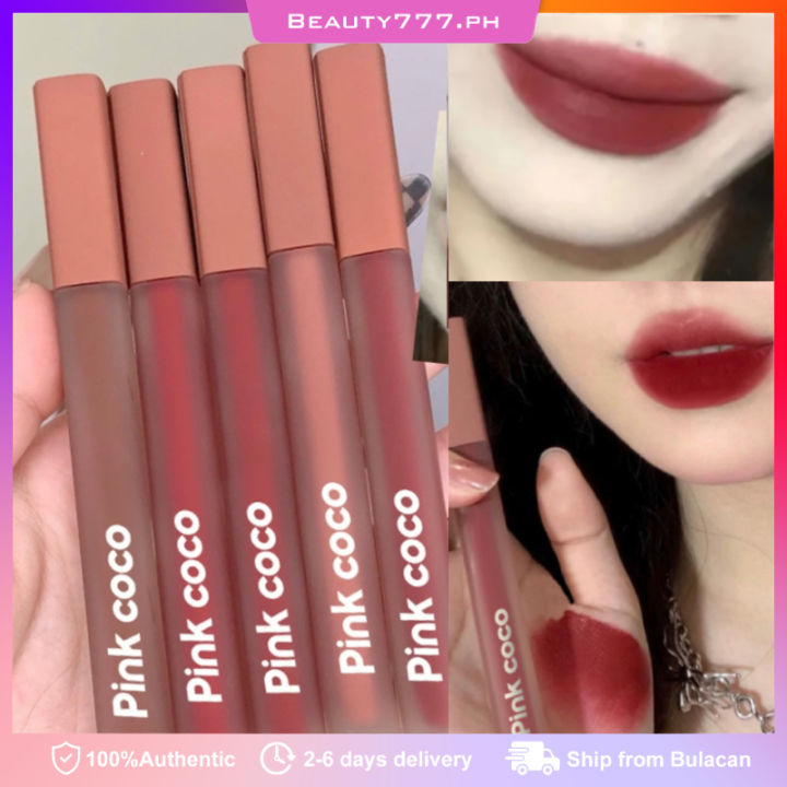 PINK COCO Satin Lip Glaze Silky Matte Lipstick Half Dip Cup Lip Gloss ...