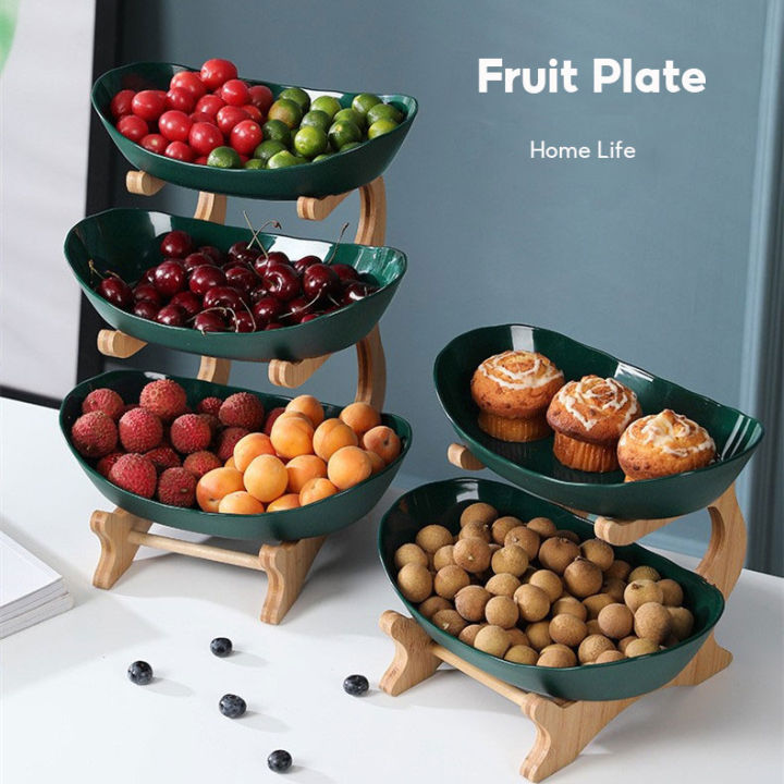 EmmAmy Multi-layer storage fruit tray/plate snack tray Wooden European ...