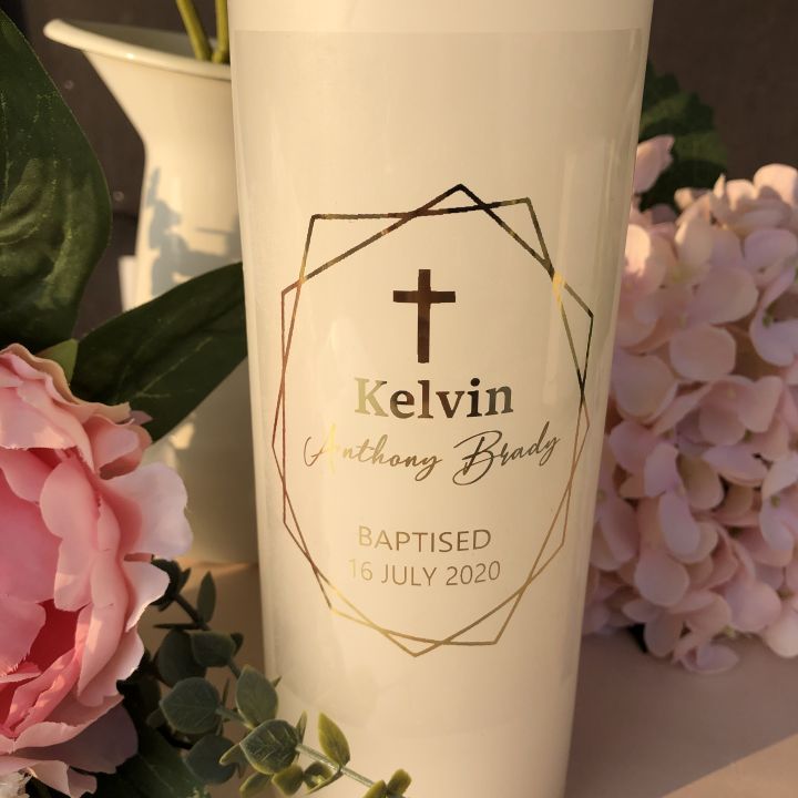 yingke 1 Custom Baptism Candle Stickers Personalized Wedding ...