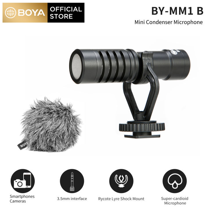 BOYA BY-MM1 Black Cardioid Gooseneck Microphone Mini Mic for iPhone ...