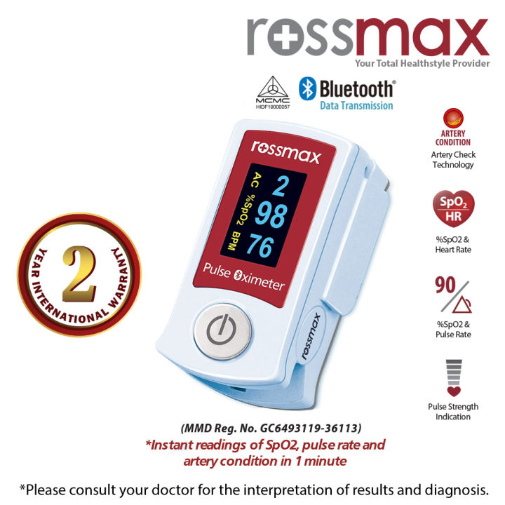 ROSSMAX Bluetooth Fingertip Pulse Oximeter with ACT Model SB210 | Lazada