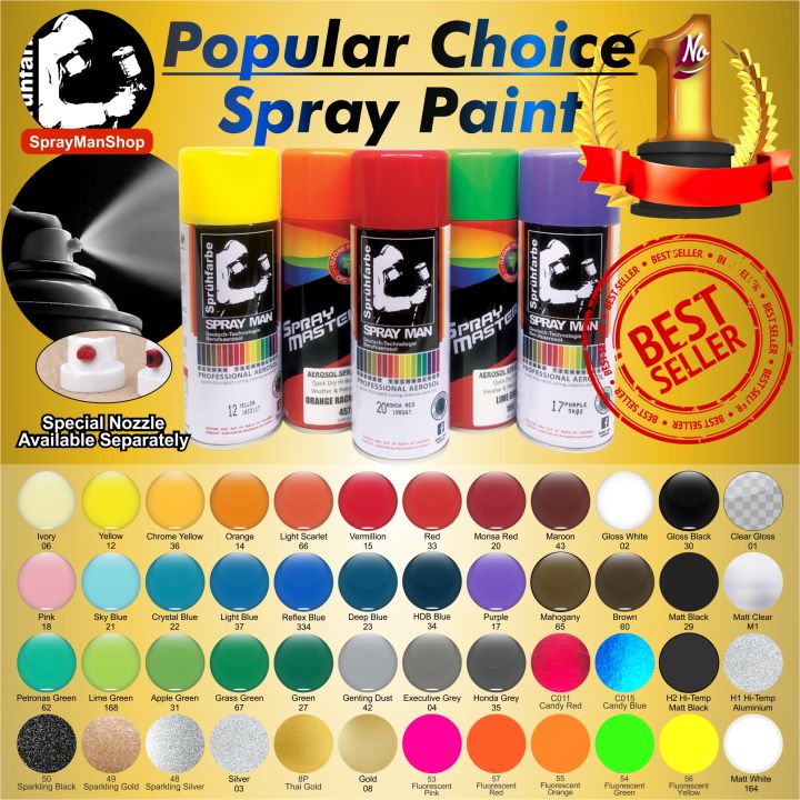 Aerosol spray paint Spray Man 400ml General Purpose Standard Colours ...