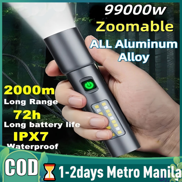 Aluminum Alloy Zoom Flashlight Rechargeable Waterproof Super Bright ...
