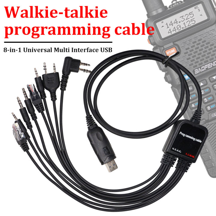 USB 8 in 1 Walkie Talkies Programming Cable Universal Multi Model Frequency Writing Cable Data ...